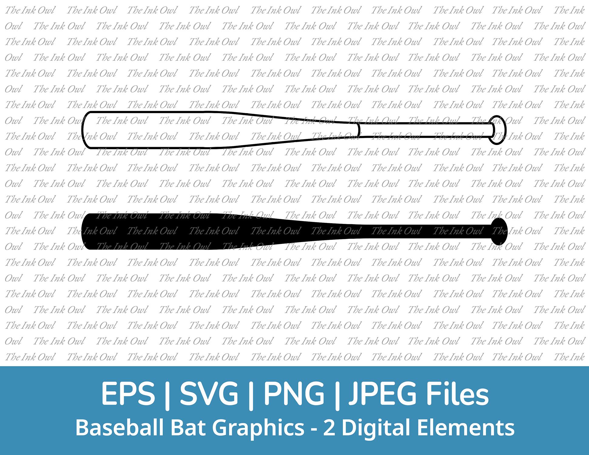 Baseball Bat Vector Clipart Set / Outline & Stamp Drawing Illustrations ...