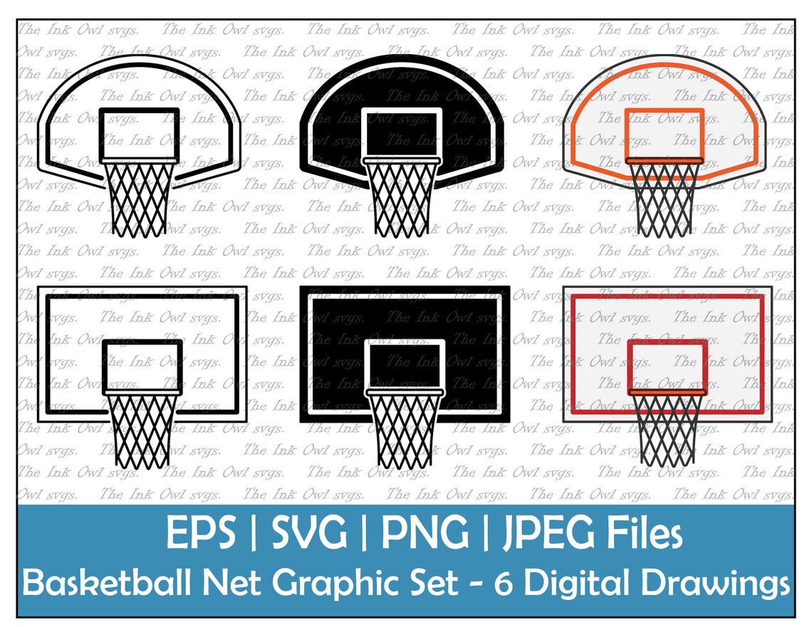 Basketball Net Vector Clipart / Outline & Stamp Graphic / Gym - Etsy