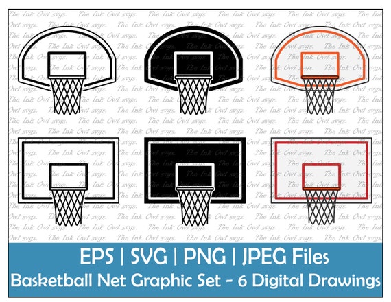 Basketball Net Vector Clipart / Outline & Stamp Graphic / Gym | Etsy