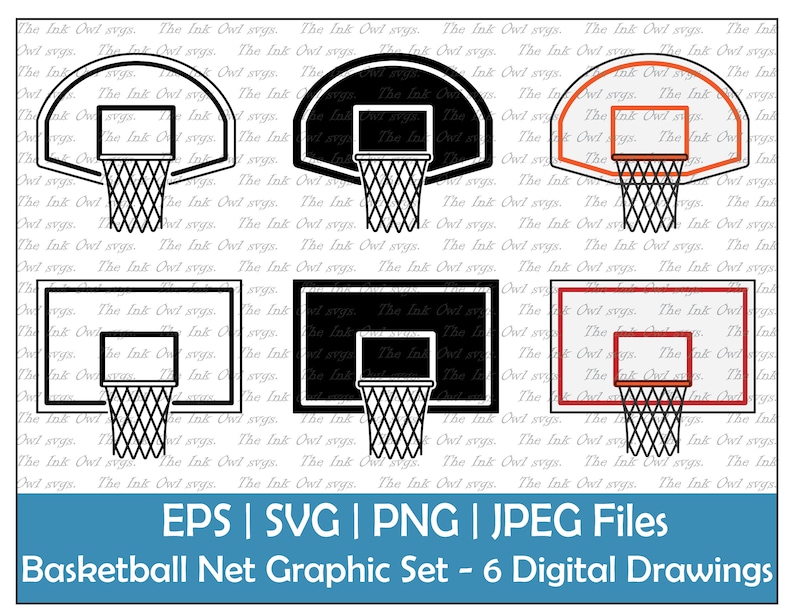 Basketball Net Vector Clipart / Outline & Stamp Graphic / Gym - Etsy