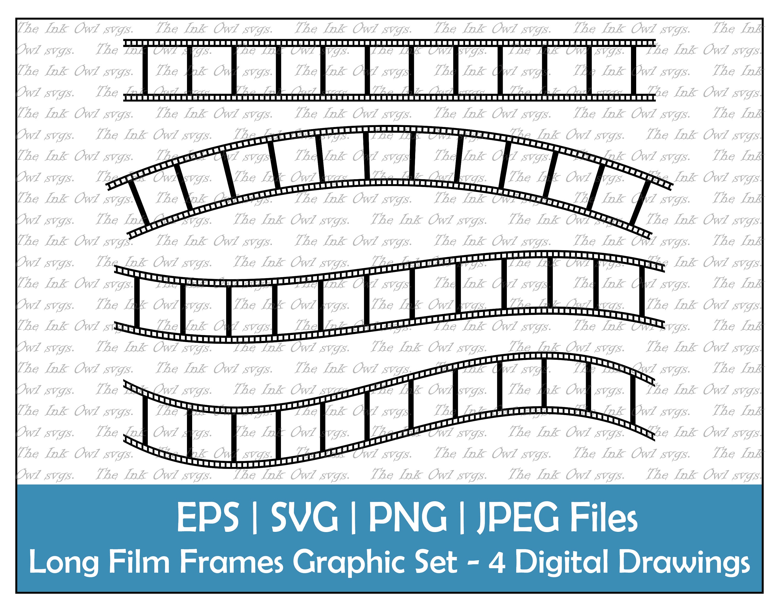Long Film Frame Reel Vector Clipart Set / Outline & Stamp - Etsy Canada