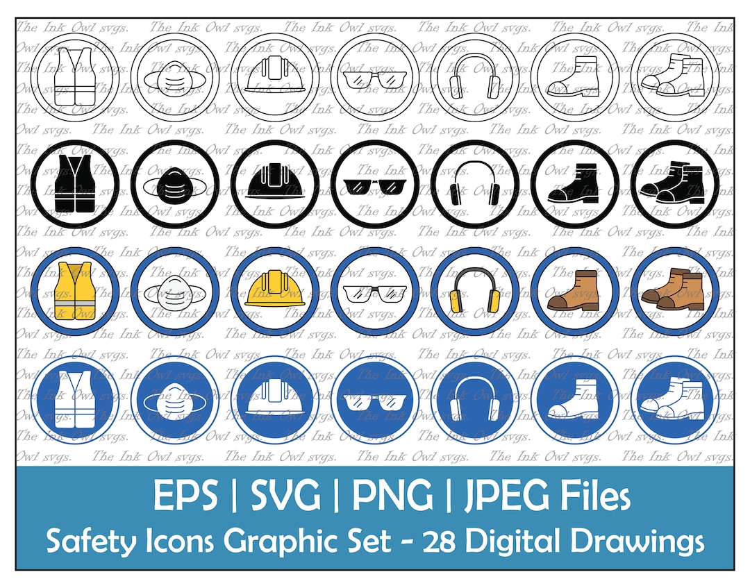 Work Safety Equipment Icon Vector Clipart / Outline, Silhouette & Color ...