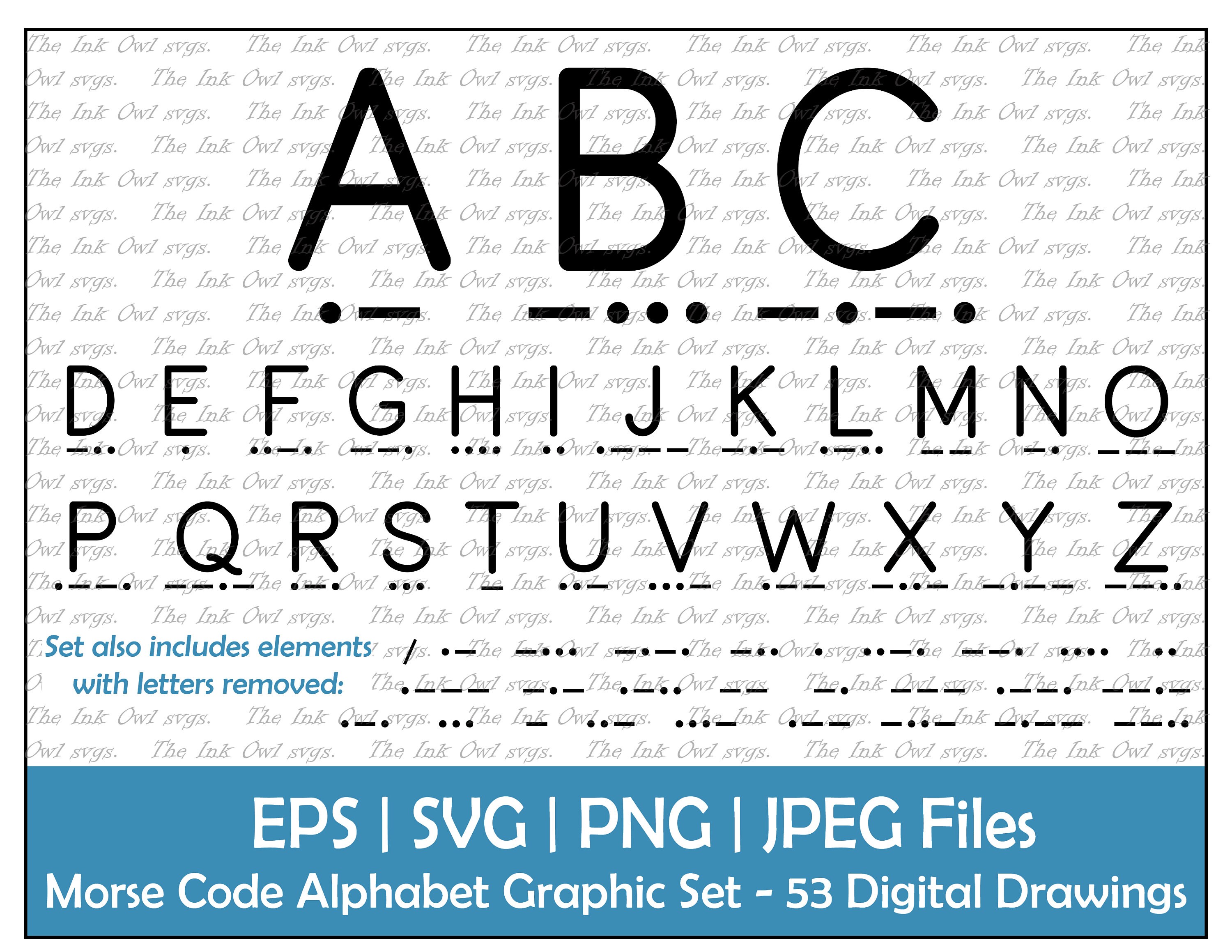 Morse Code Alphabet Letters Vector Clipart Set / Stamp Text Graphics ...