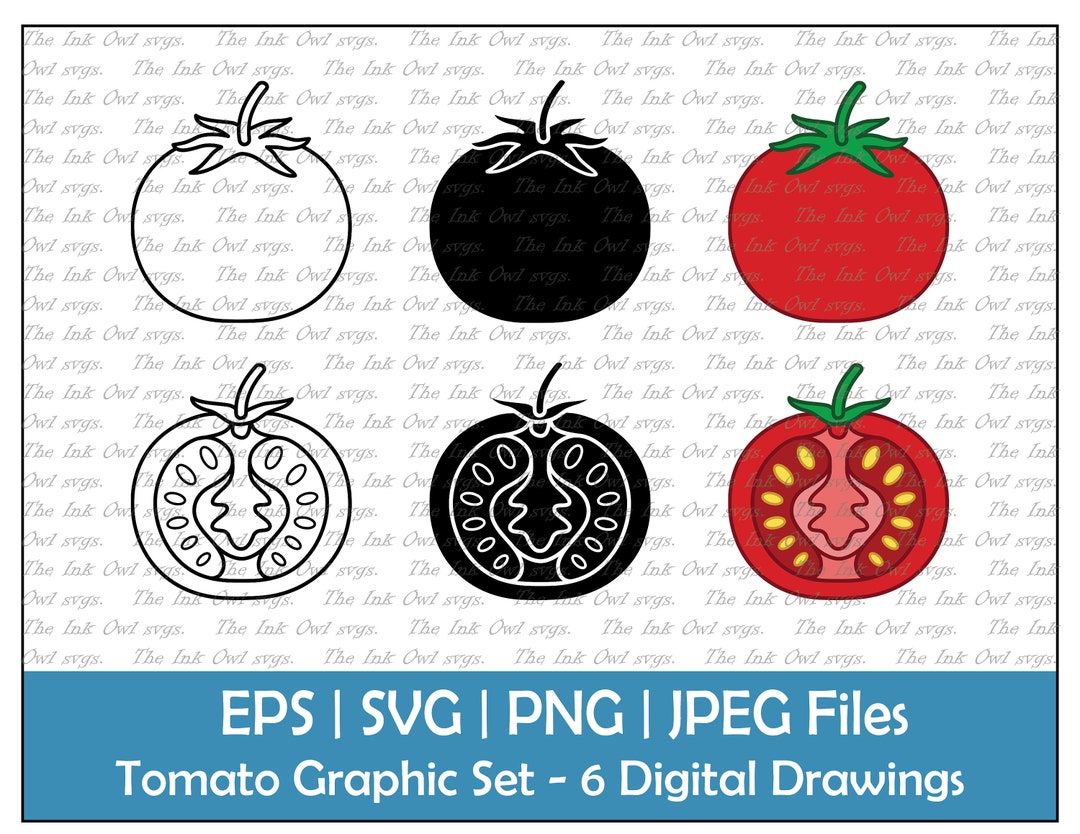 Tomato Vegetable Vector Clipart Set / Outline, Stamp & Color Graphic ...