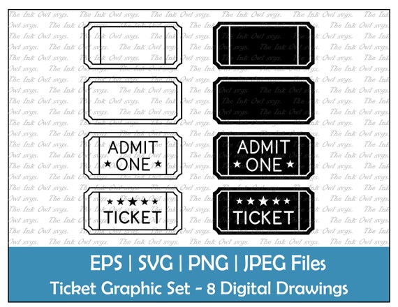 Ticket Vector Clipart / Outline & Stamp Drawing Graphic / - Etsy Australia