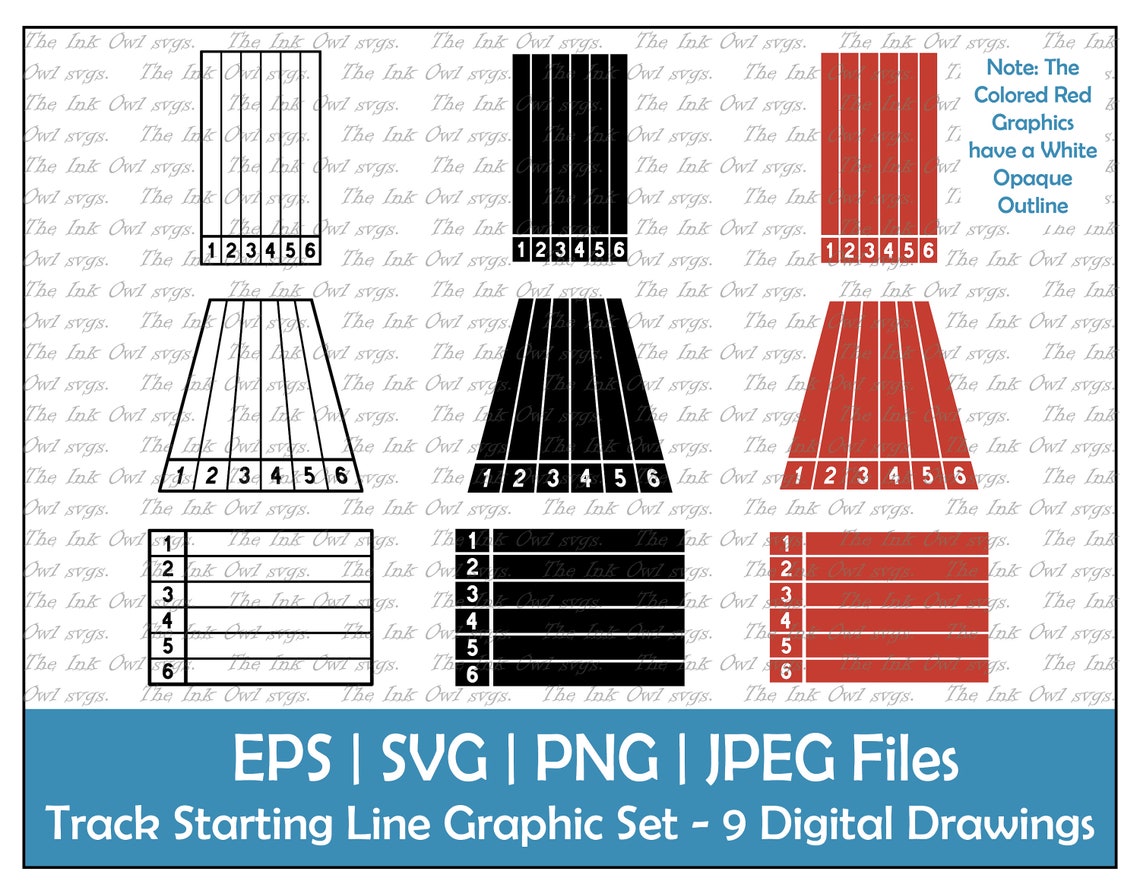 Running Track Starting Line Clipart Set / Outline & Stamp Graphic ...