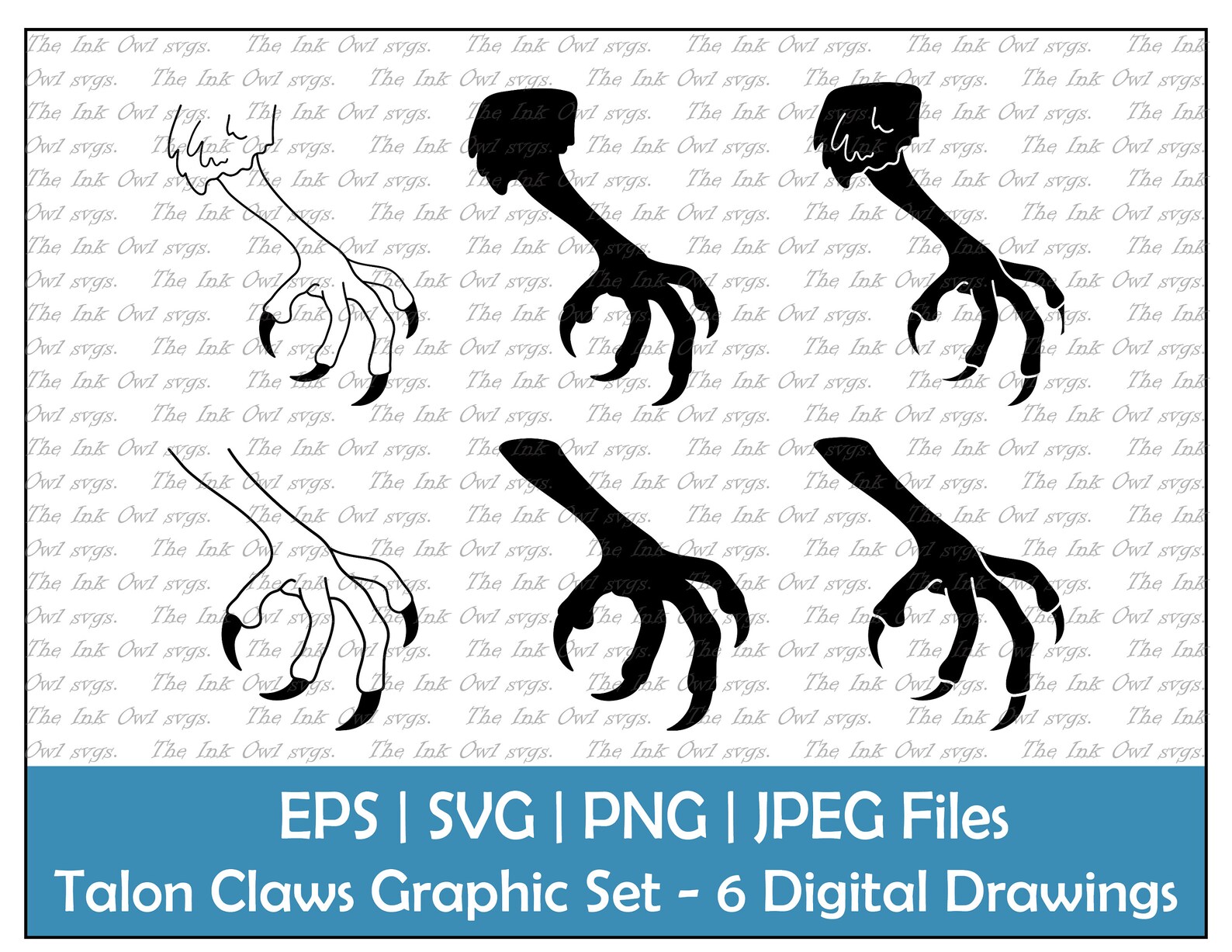 Talon Claws Vector Clipart Set / Outline & Stamp Graphic / - Etsy Canada