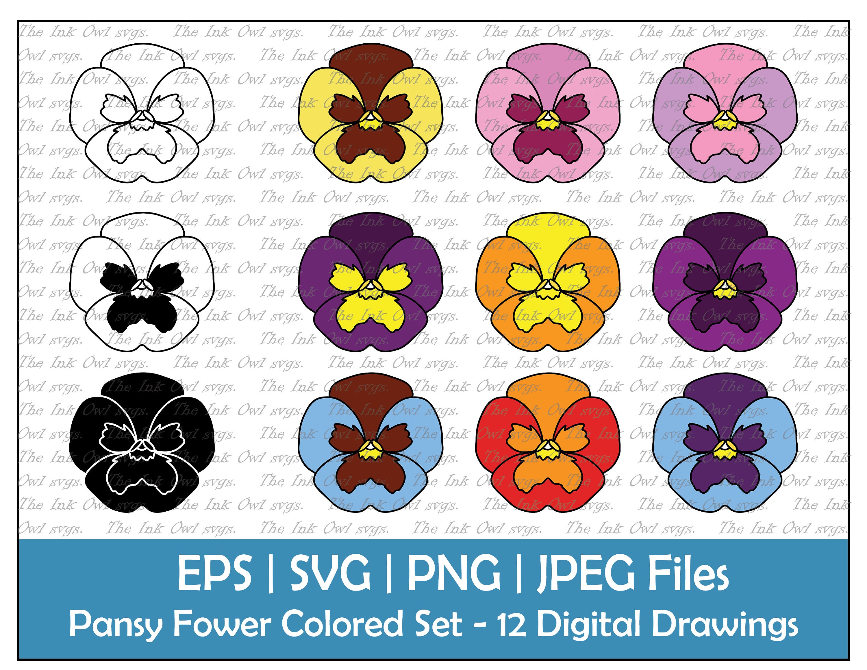 Pansy Outline Clipart