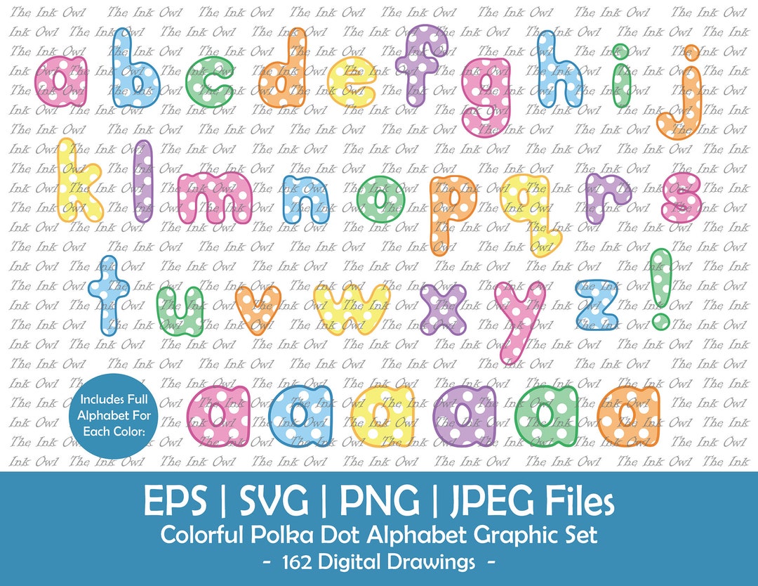 Lowercase Polka Dot Alphabet Letters Vector Clipart / Text Graphics ...