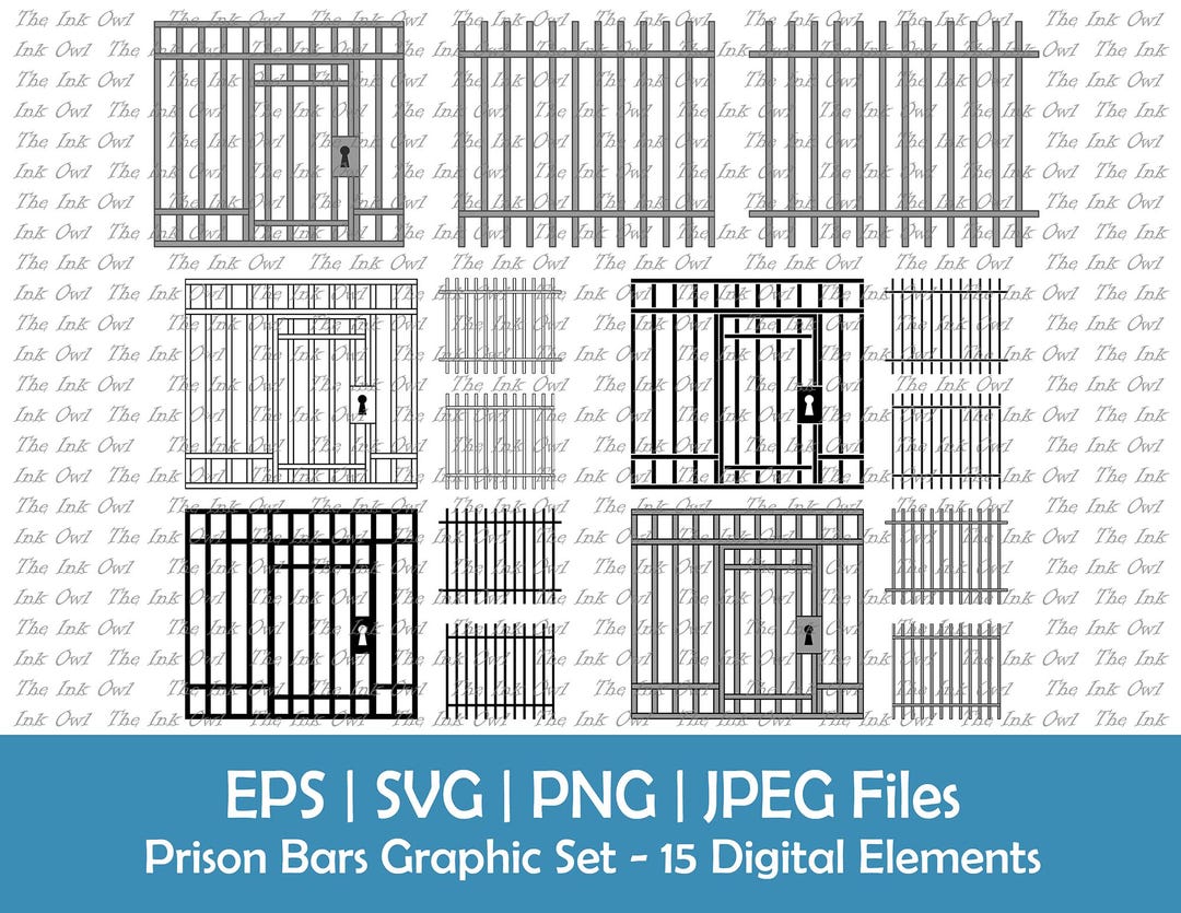 Jail or Prison Bars With Locked Gate Vector Clipart / Outline ...