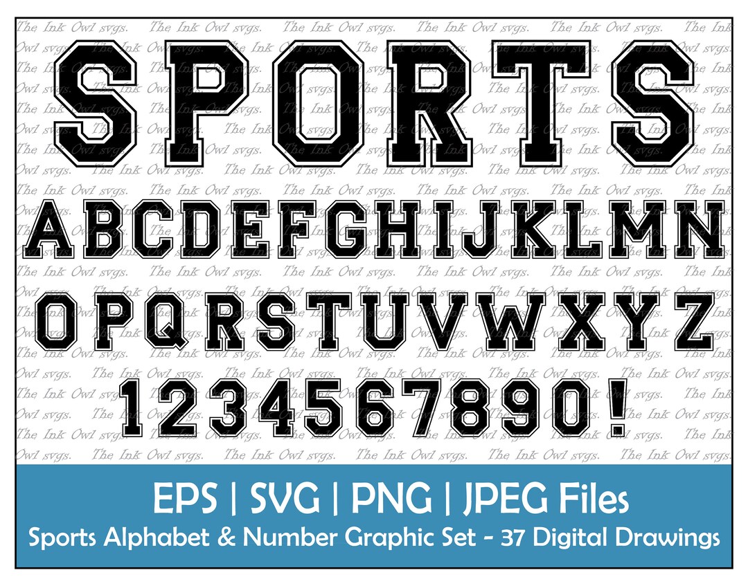 Sports or Academic Alphabet & Numbers Vector Clipart / College Style ...