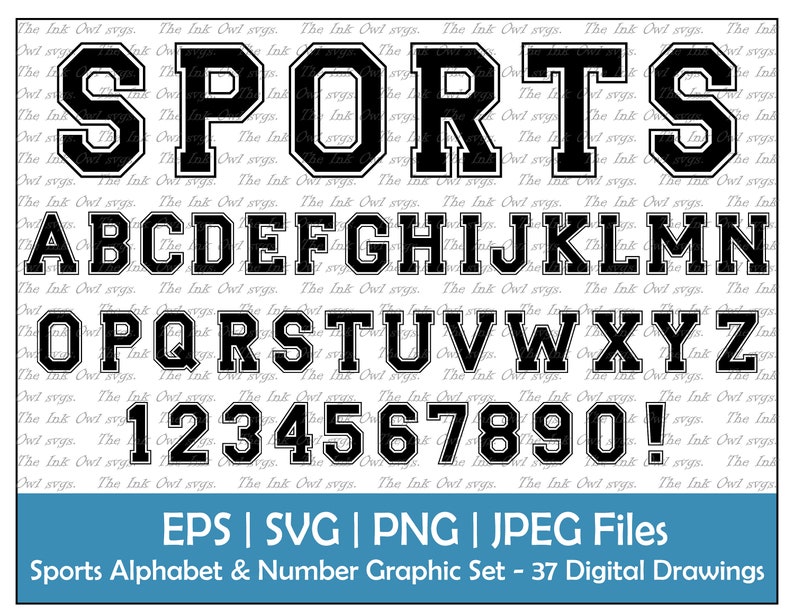 Sports or Academic Alphabet & Numbers Vector Clipart / College Style ...