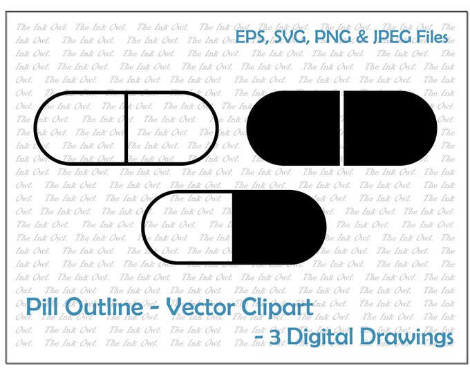 Medicine Pill Vector Clipart / Outline & Stamp Drawing - Etsy