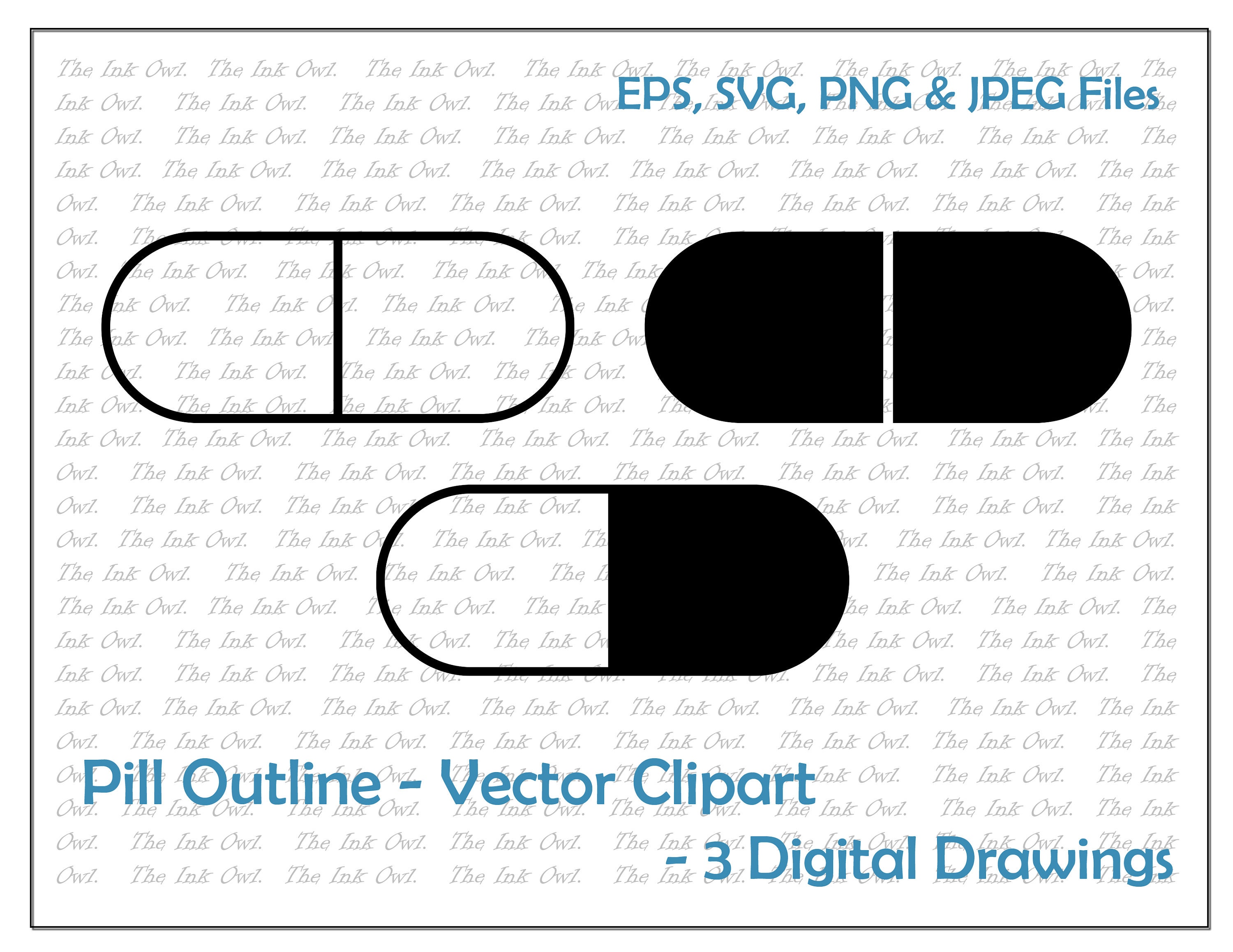 Medicine Pill Vector Clipart / Outline & Stamp Drawing - Etsy