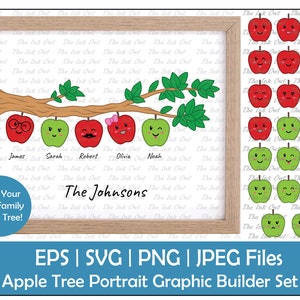 Apple Tree Family Portrait Builder Clipart Set / Outline & Color ...