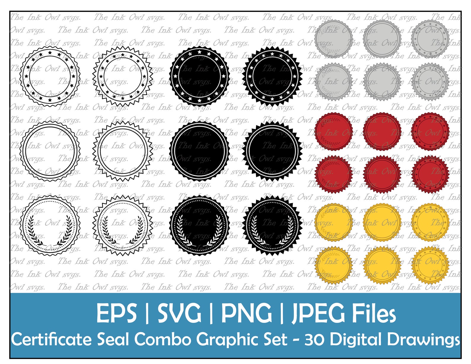 Certificate Seal Clipart Combo Set / Outline & Stamp Drawing - Etsy