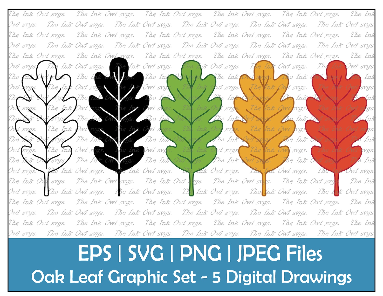 Oak Leaf Drawing Set Vector Clipart / Outline & Stamp Drawing - Etsy
