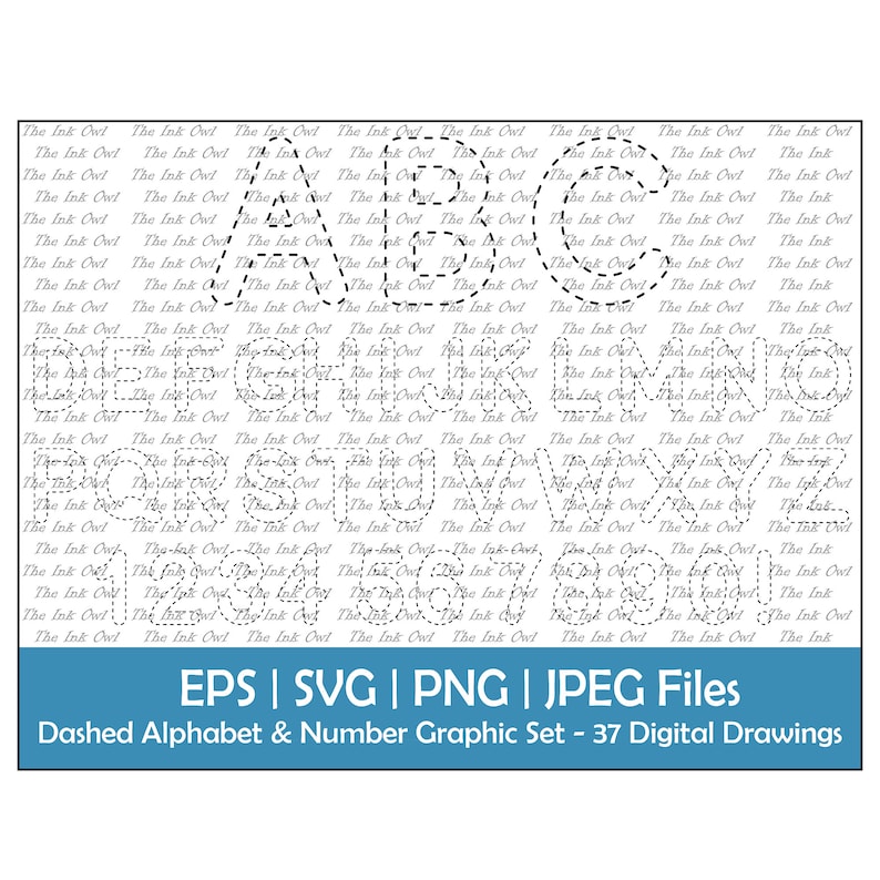 Dashed Line Alphabet Letter and Number Vector Clipart / for Tracing ...