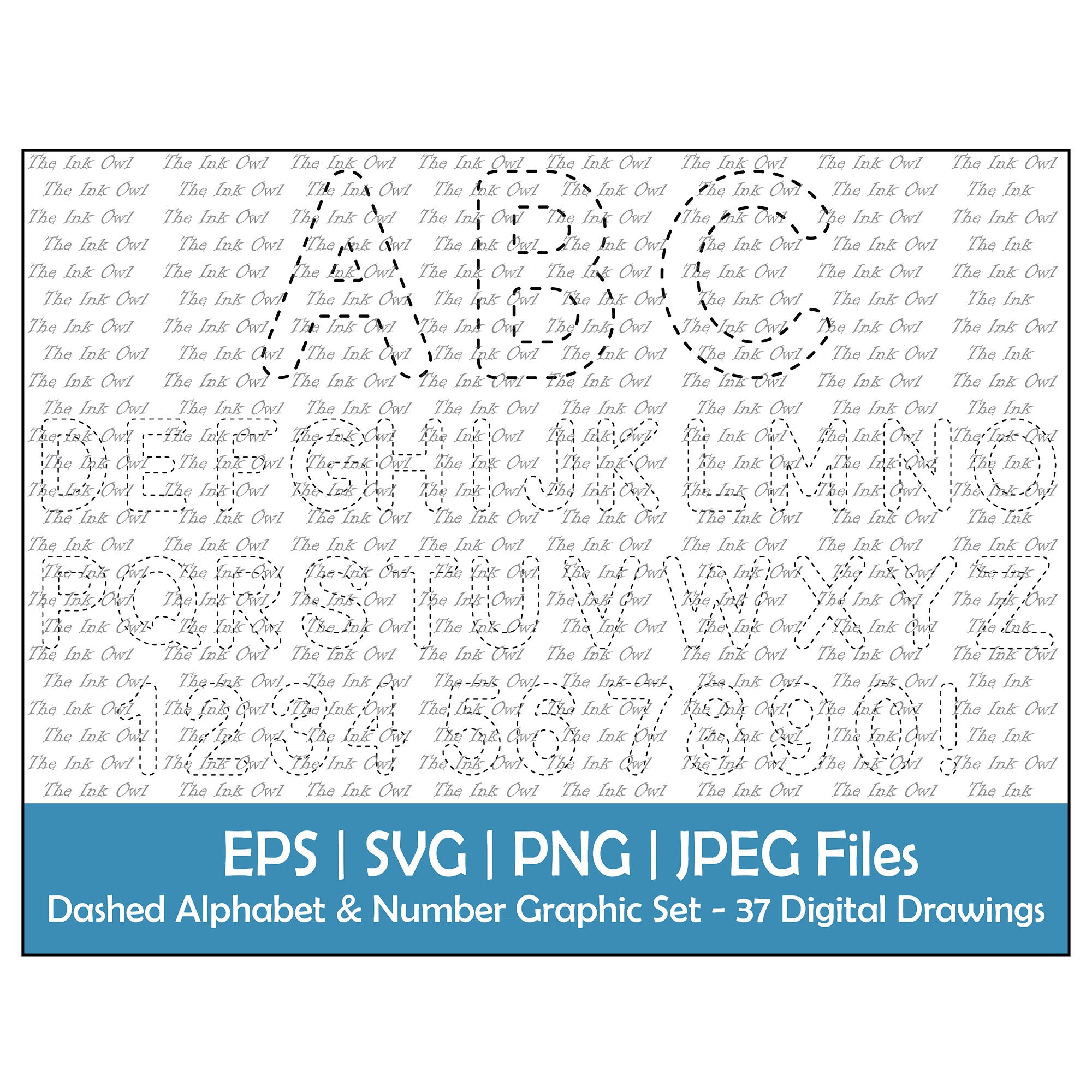 Dashed Line Alphabet Letter and Number Vector Clipart / for Tracing ...
