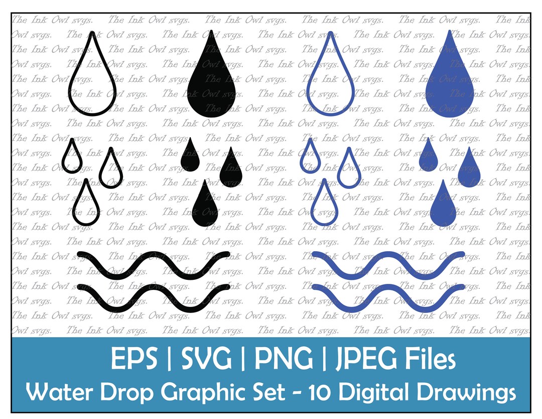 Water Drop Drawing Set Vector Clipart / Rain and Wave / Outline ...