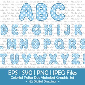 Colorful Polka Dot Alphabet Letters Vector Clipart / Text Graphics ...