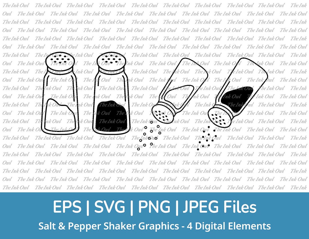 Salt and Pepper Spice Shakers Vector Clipart / Outline & Stamp Drawing ...