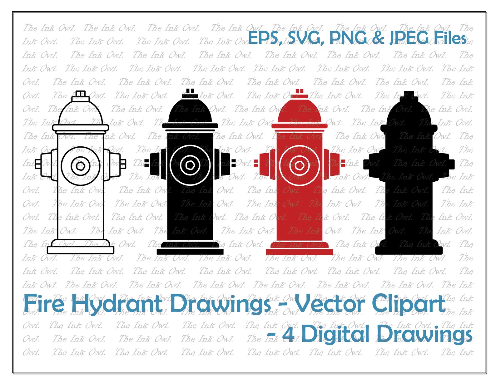Fire Hydrant Vector Clipart / Outline & Silhouette Drawing | Etsy