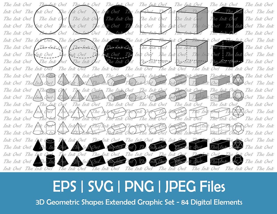 3D Geometric Shape and Forms Expanded Clipart / Outline & Silhouette ...