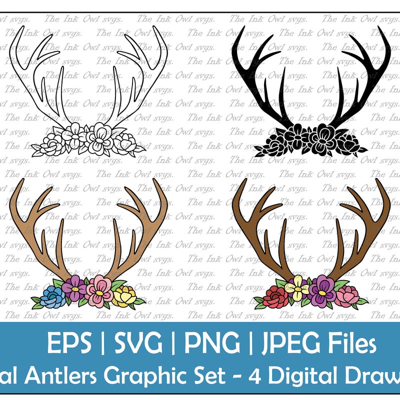Antlers With Flowers - Etsy