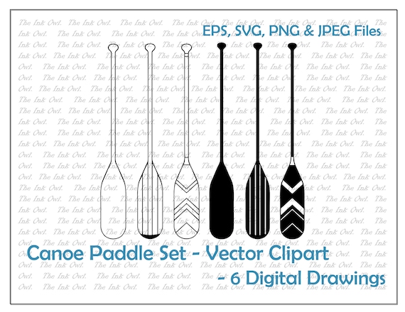 Canoe Paddle Vector Clipart Set / Outline & Stamp Drawing - Etsy