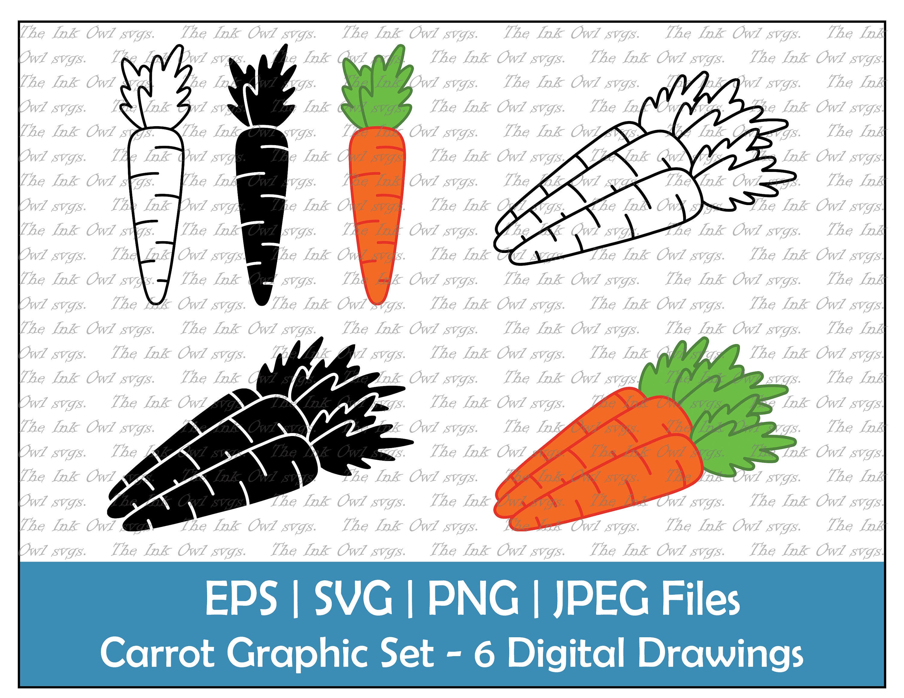 Carrots Vector Clipart Set / Outline & Stamp Drawing - Etsy Australia