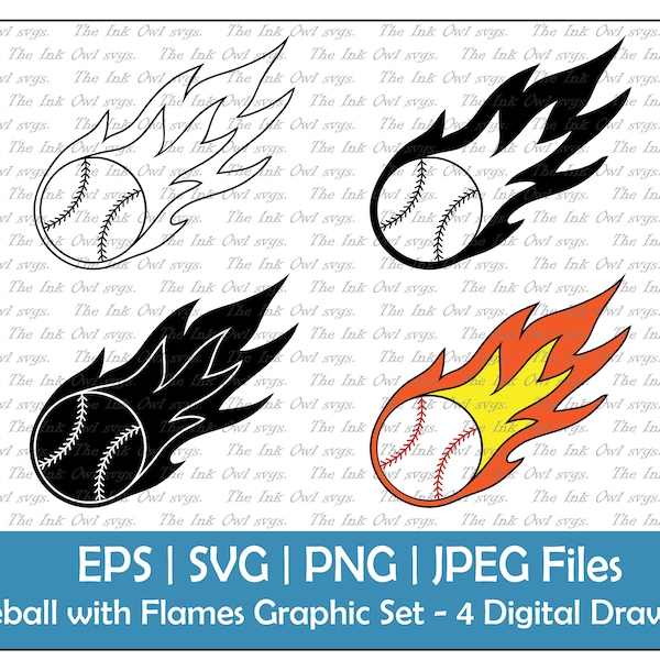 Baseball With Flames Svg - Etsy