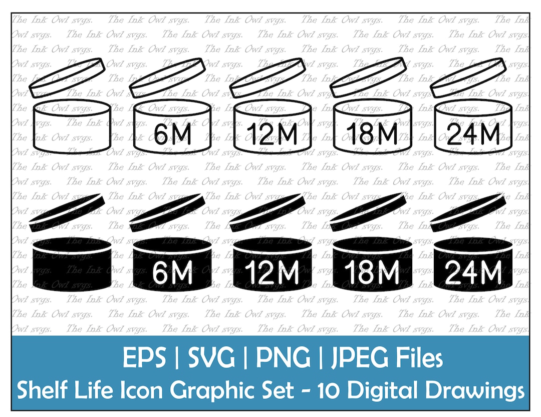 Product Shelf Life Icon Vector Clipart Set / Outline & Stamp Graphics ...
