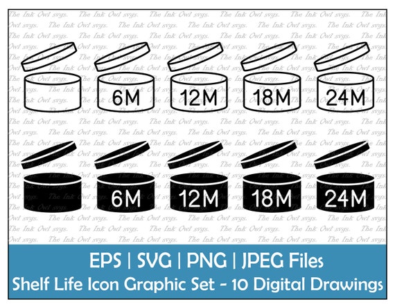 Product Shelf Life Icon Vector Clipart Set / Outline & Stamp - Etsy