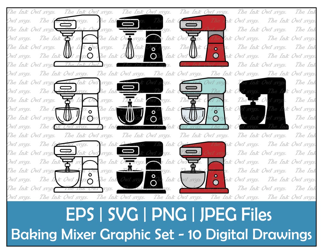 Standing Baking Mixer Vector Clipart Set / Outline Silhouette - Etsy