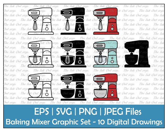 Standing Baking Mixer Vector Clipart Set / Outline Silhouette - Etsy