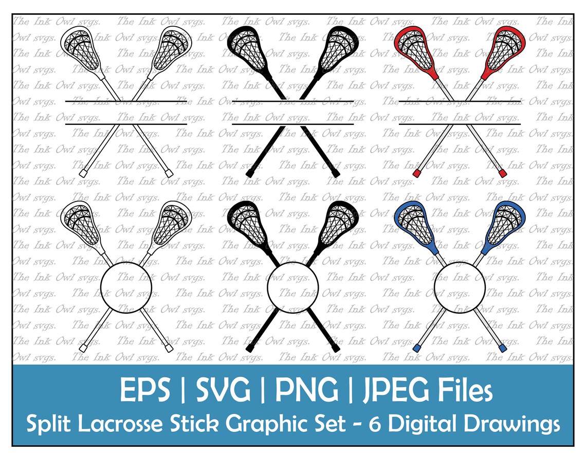 Lacrosse Stick Split Label Template Clipart Set / Outline - Etsy