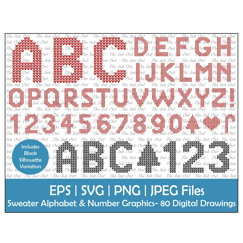 Knitted Numbers Svg - Etsy
