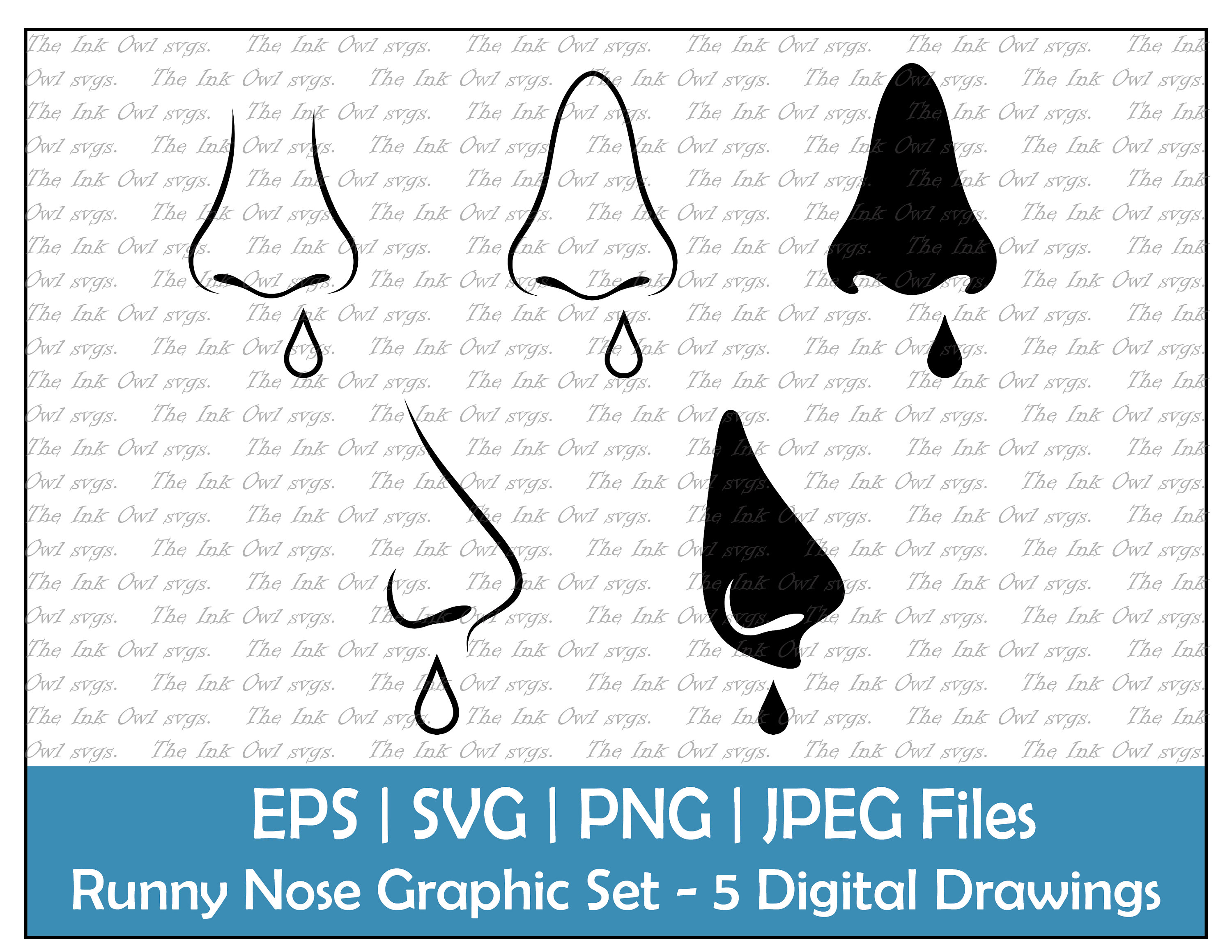 Runny Nose Vector Clipart Set / Outline & Stamp Drawing - Etsy Hong Kong