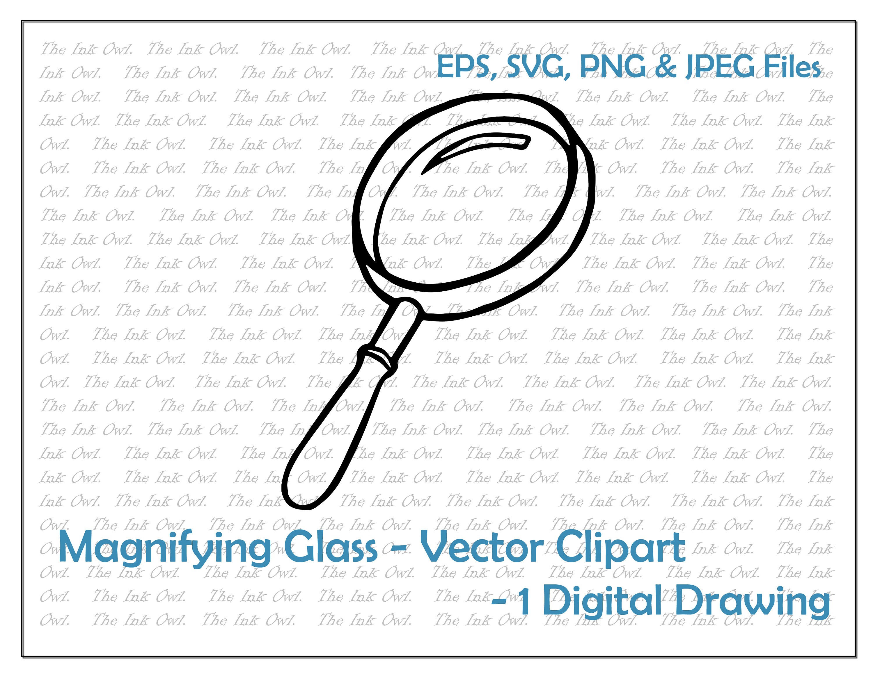 Magnifying Glass Vintage Vector Clipart / Outline Digital | Etsy