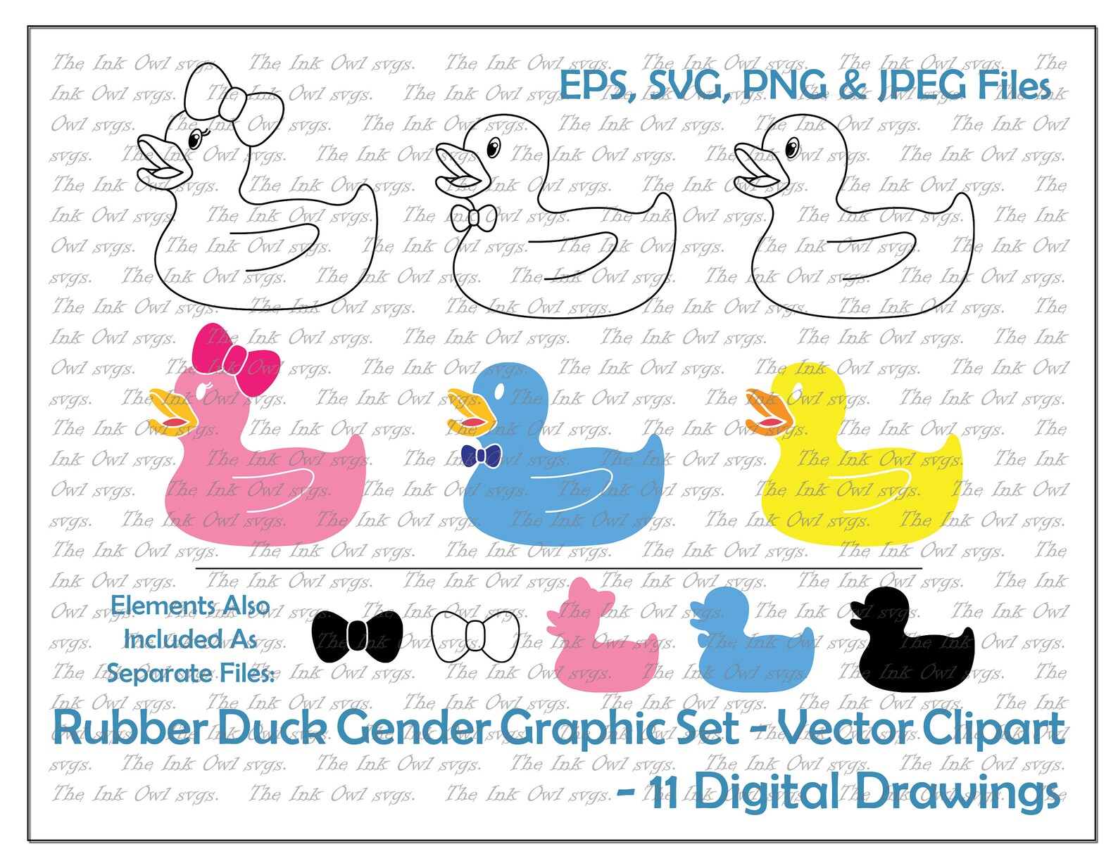 Rubber Duck Vector Clipart / Outline Silhouette Stamp & Color - Etsy