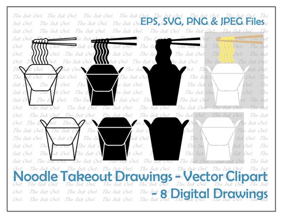 Ramen Noodle Takeout Box Vector Clipart / Outline Silhouette | Etsy