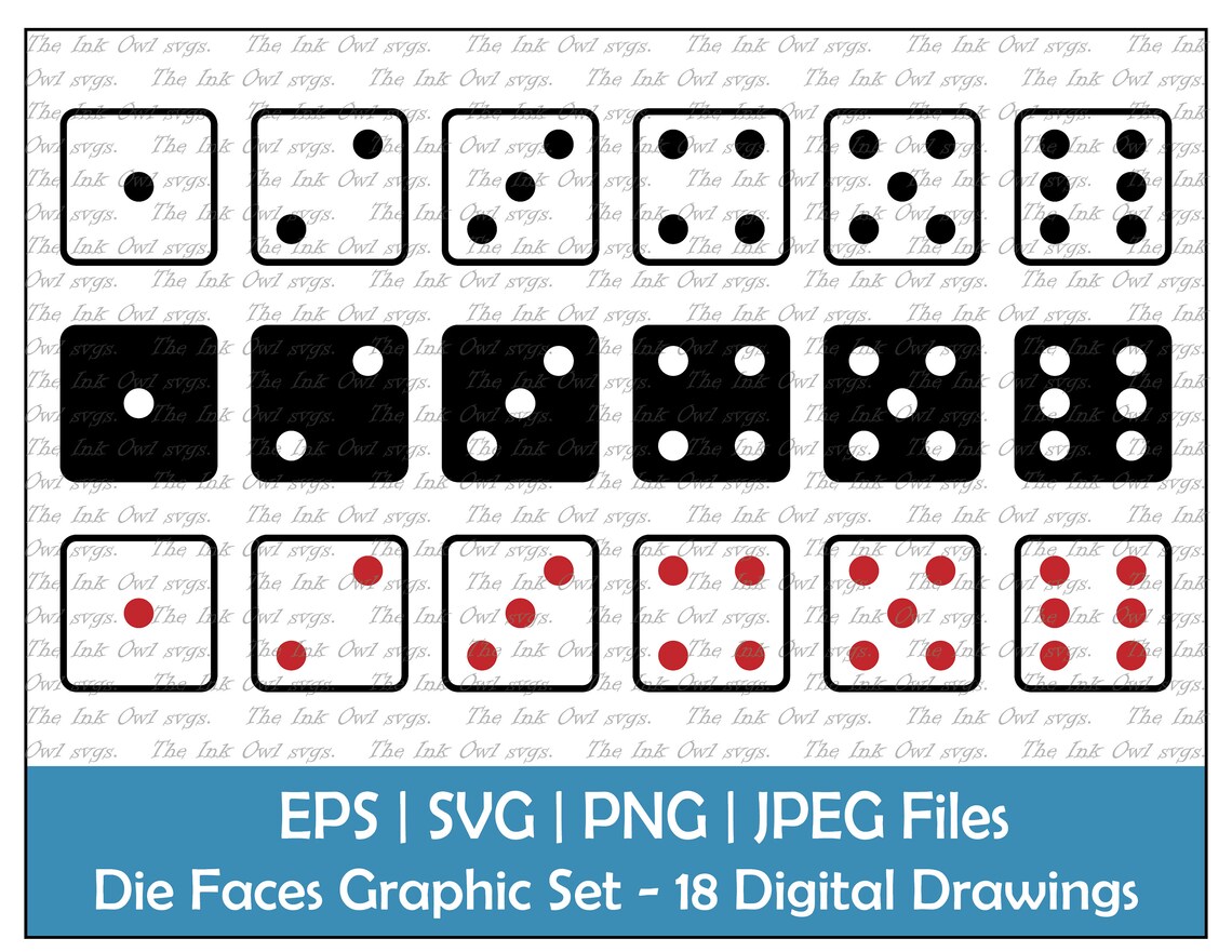 Dice Faces Vector Clipart Set / Outline & Stamp Drawing - Etsy