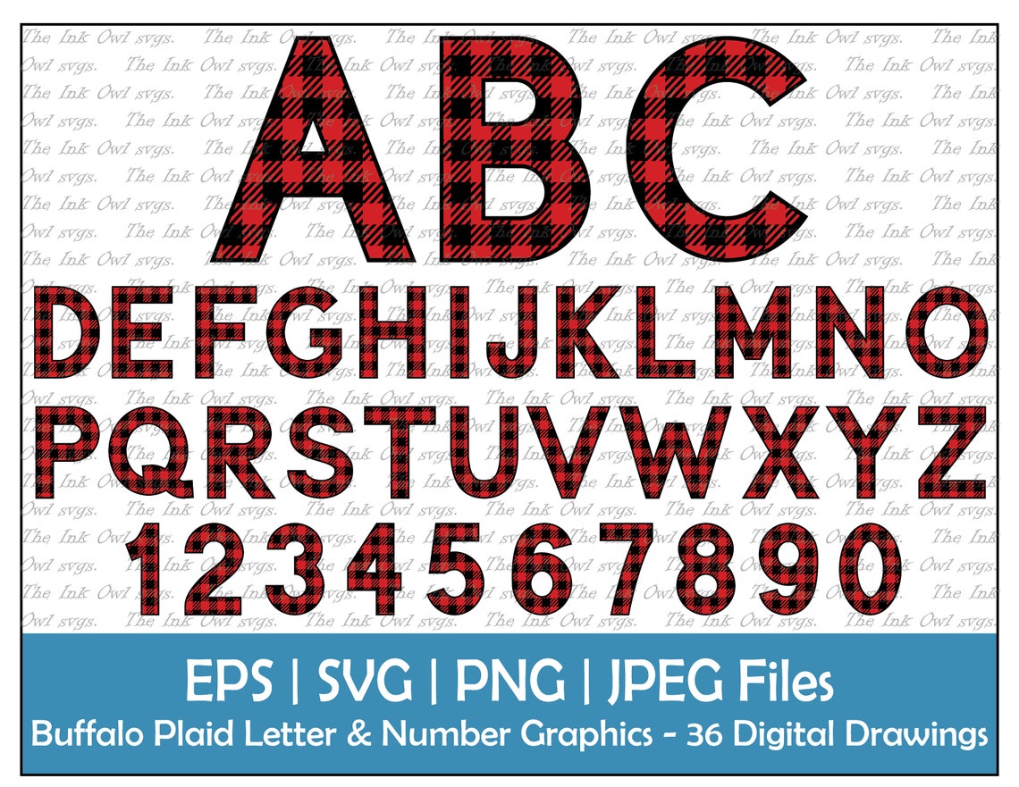 Buffalo Plaid Alphabet Letters & Numbers Clipart / Red Color - Etsy