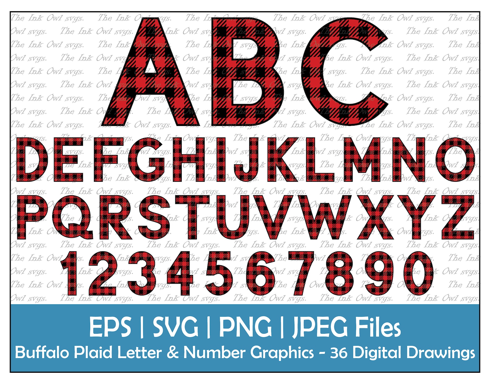 Buffalo Plaid Alphabet Letters & Numbers Clipart / Red Color - Etsy