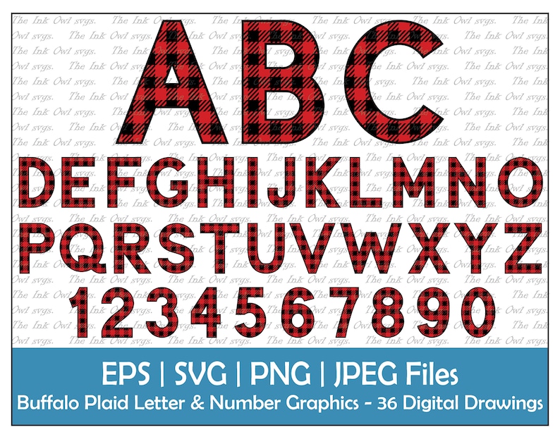 Buffalo Plaid Alphabet Letters & Numbers Clipart / Red Color - Etsy
