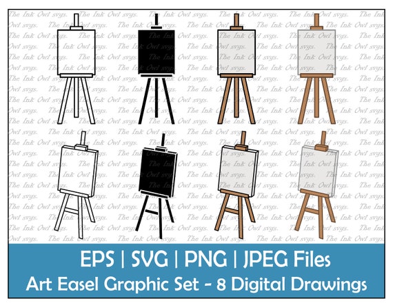 Artist Easel Vector Clipart Set / Outline & Stamp Graphics / - Etsy