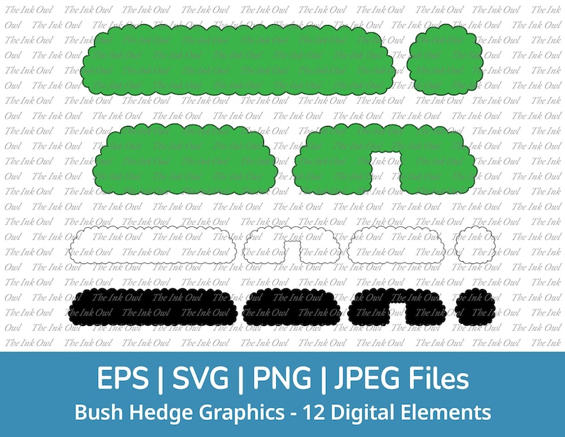 Round Shrub Hedge Svg Vector Clipart / Line Drawing Outline, Stamp ...