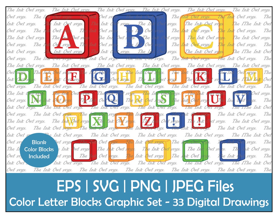 ABC Full Alphabet Letter Blocks Vector Clipart / Colorful Drawing ...