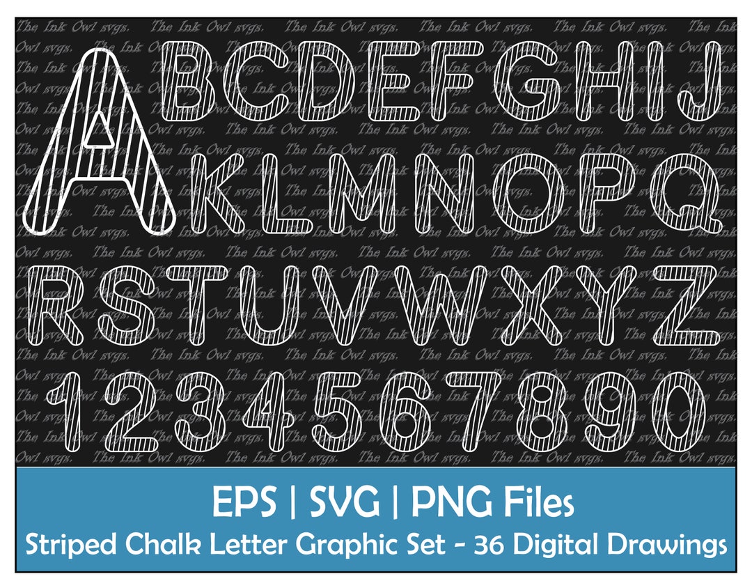 Chalkboard Letter Alphabet & Numbers Clipart Set / With Stripe ...